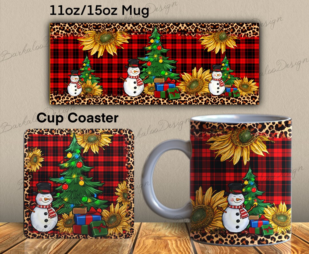 Western Christmas Mug Png, Hohoho Santa Cup Coaster, Leopard Sunflower ...