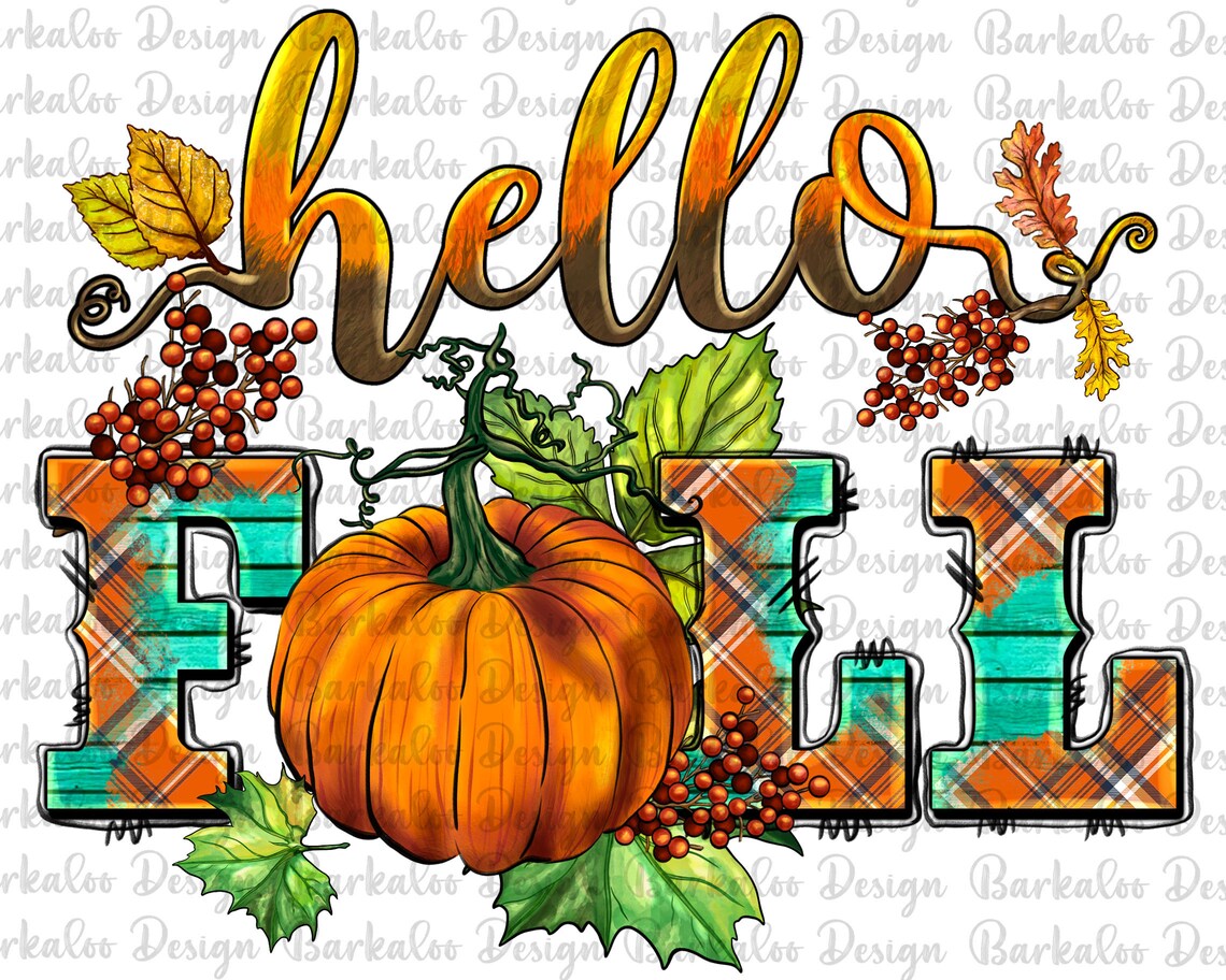 Hello Fall Pumpkin Png Sublimation Design Hello Fall Png - Etsy