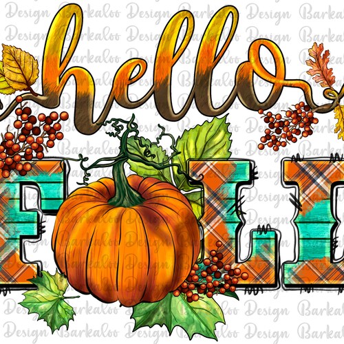 Hello Fall Pumpkin Png Sublimation Design Hello Fall Png - Etsy