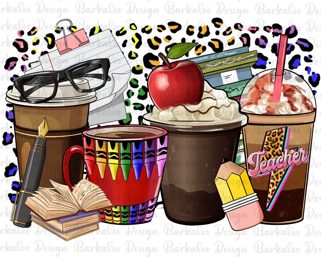 Teacher Coffee Cups Png Sublimation Design Download - Etsy