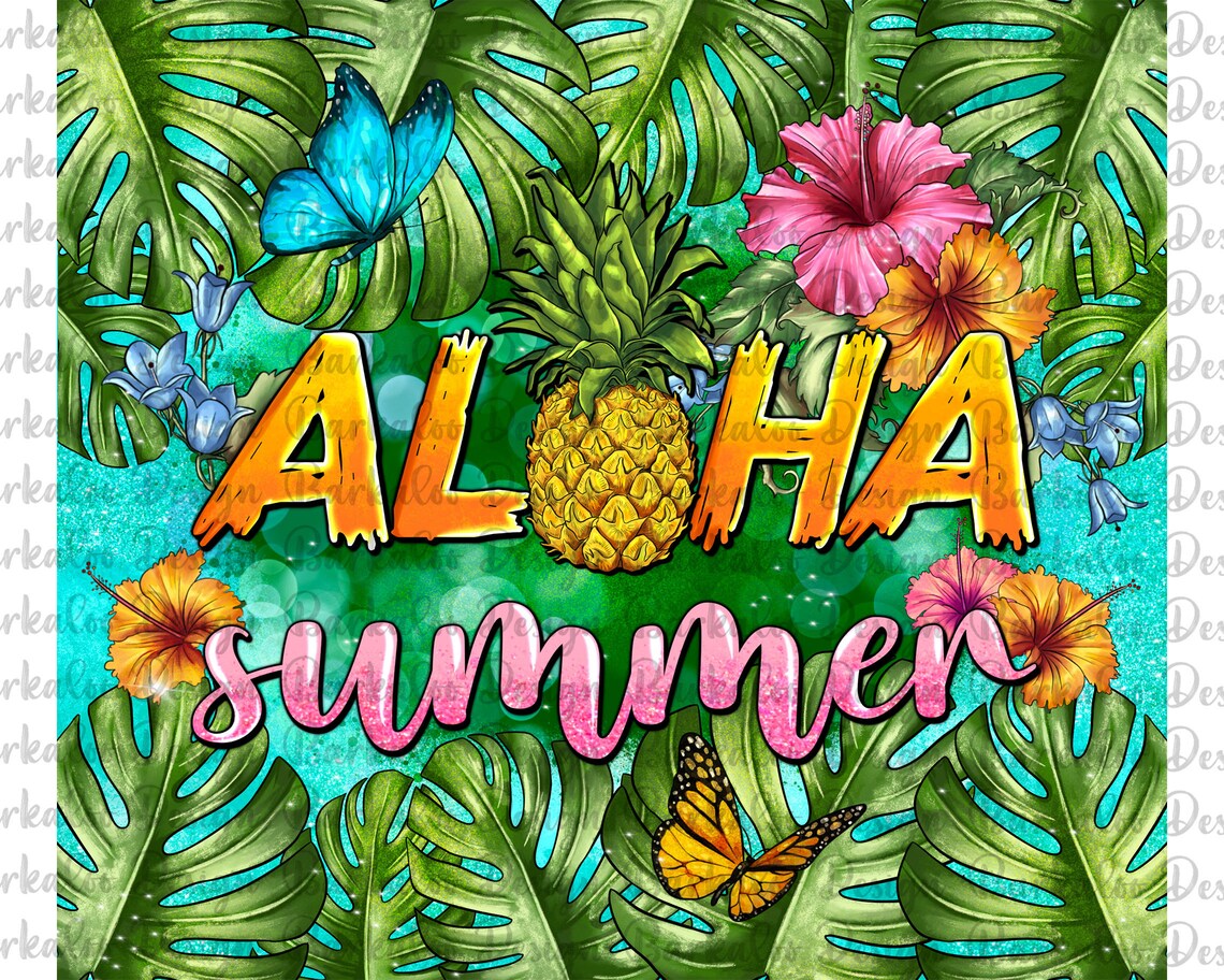Aloha Summer Tumbler Png Sublimation Design Turquoise Aloha - Etsy