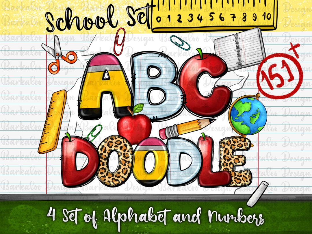 School Alphabet Png Files Bundle, School Doodle Letters Png, School ...
