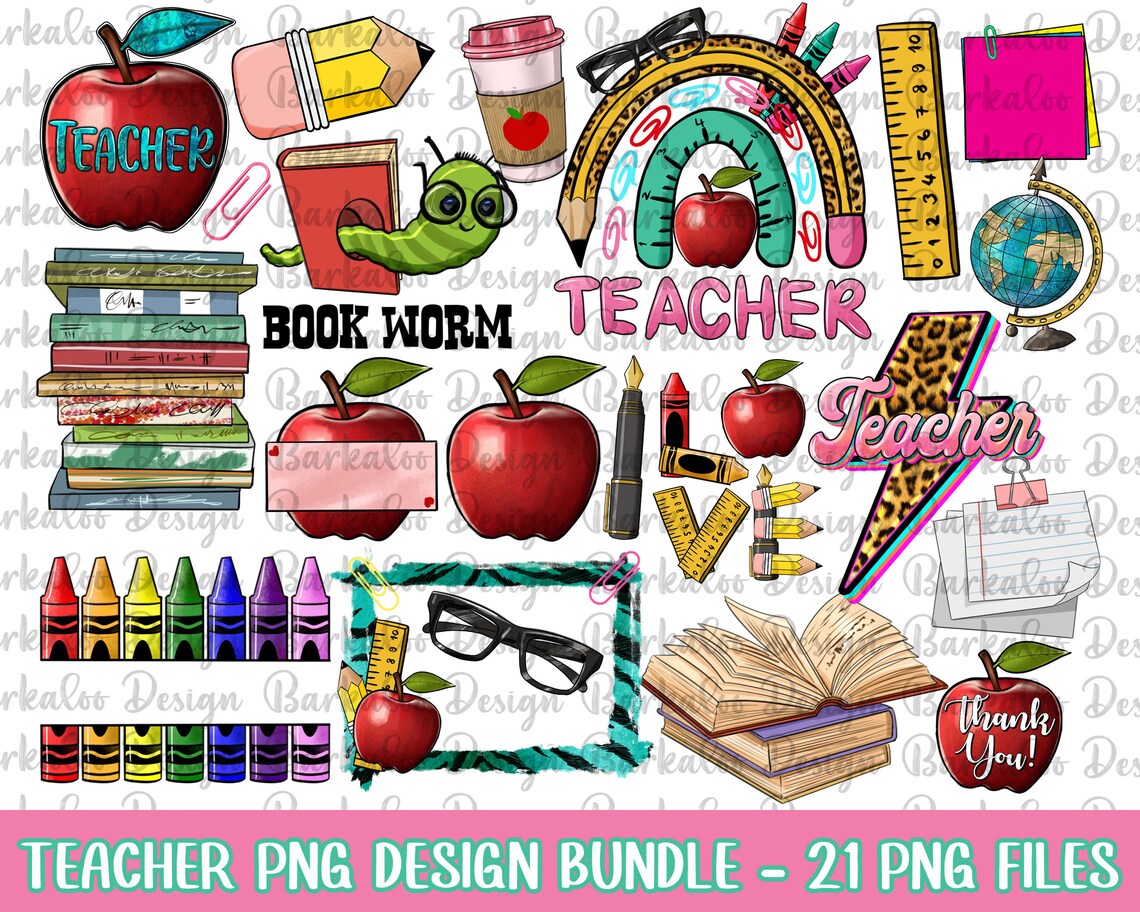 Teacher Png Sublimation Design Bundle Teacher Hand Drawn - Etsy