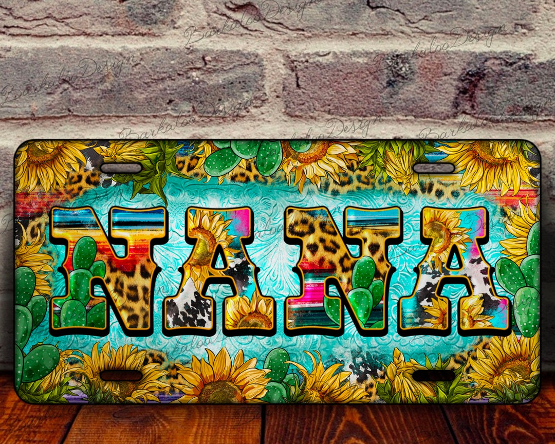 Western Nana License Plate Sublimation Design, Turquoise Nana License ...