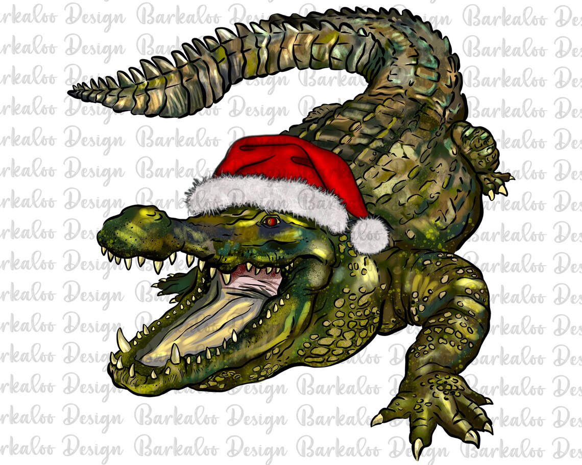 Christmas Alligator Png Sublimation Design Hand Drawn - Etsy