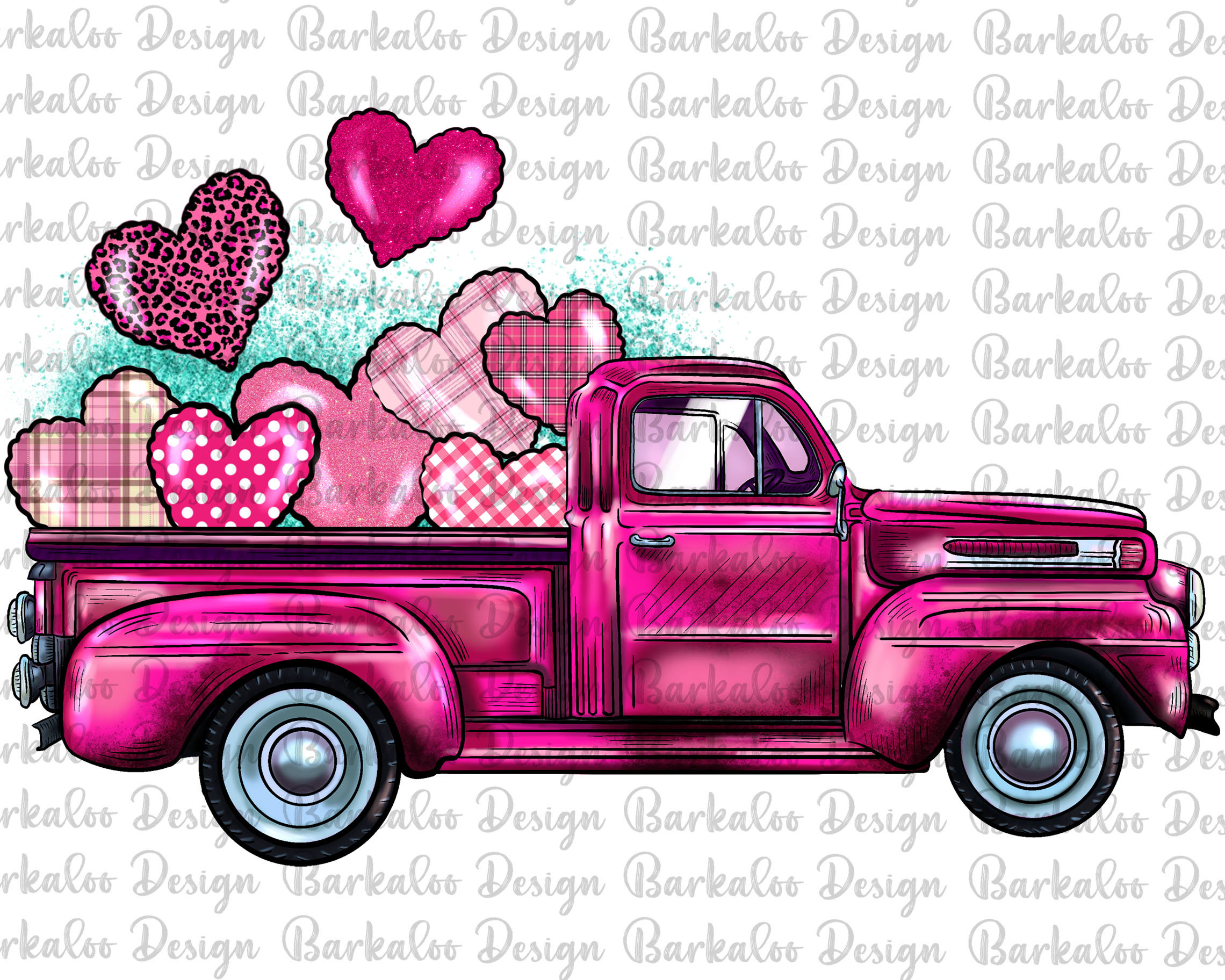 Loads of Love Valentines Day Retro Pink Truck Sublimation - Etsy