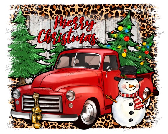 Merry Christmas Truck PNG Sublimation Design Merry Christmas | Etsy