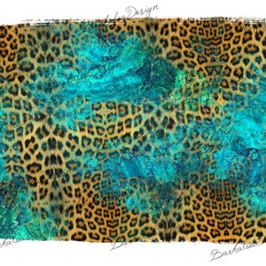 Leopard Western Turquoise Background PNG Sublimation Design, Leopard ...