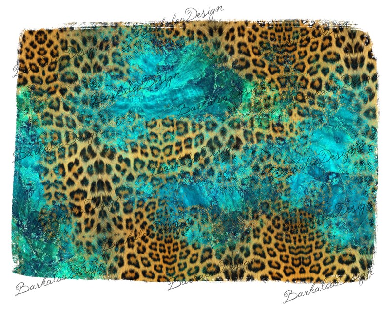 Leopard Western Turquoise Background PNG Sublimation Design | Etsy