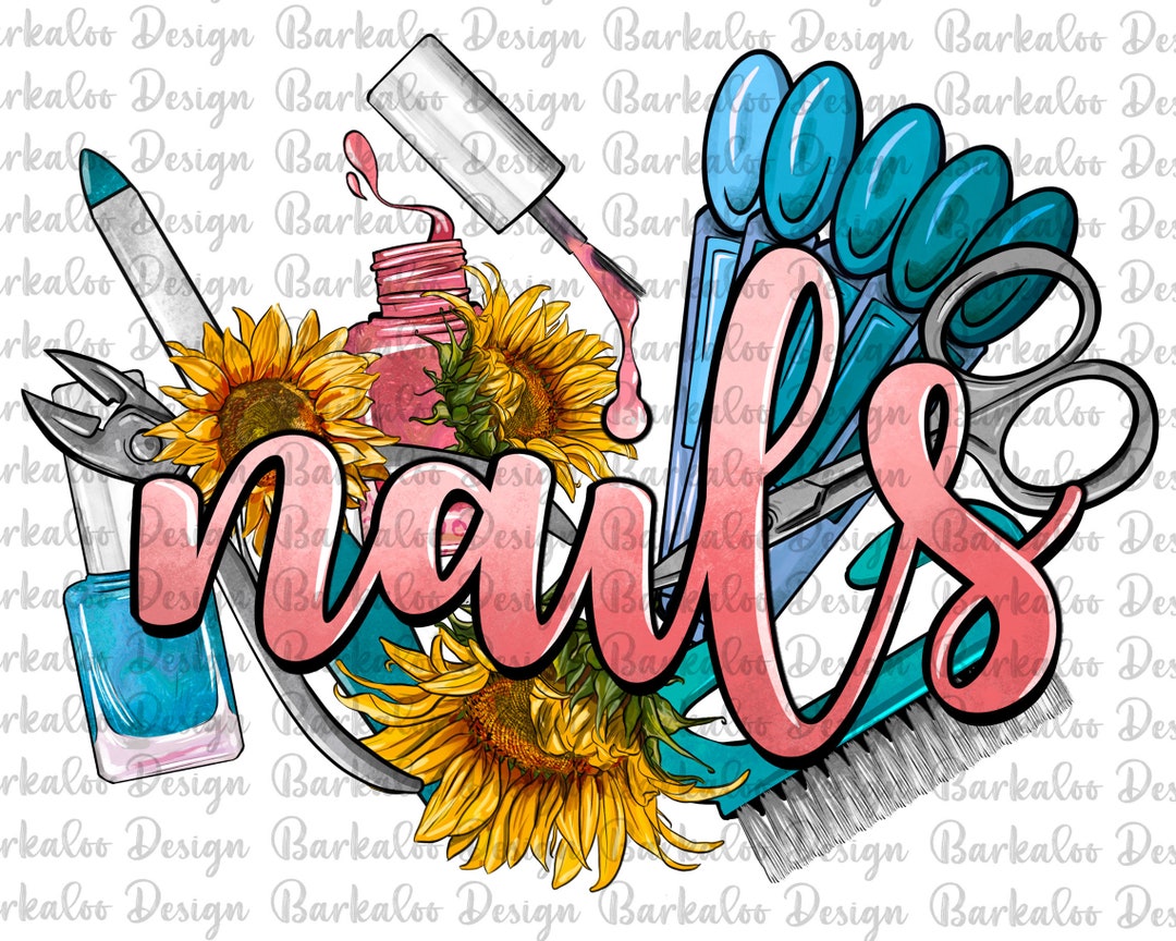 Nails Png Sublimation Design, Sunflowers Nail Tech Png, Beauty Png ...