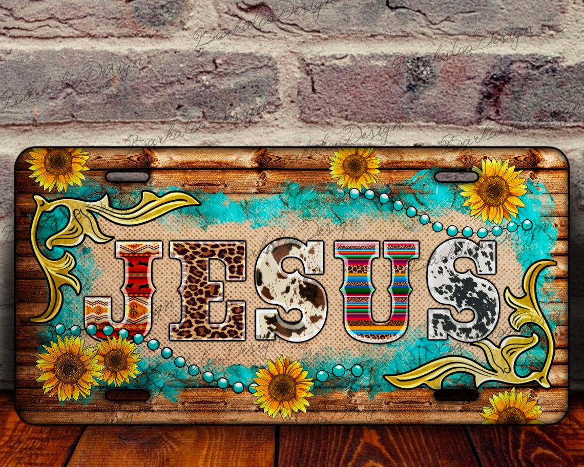 Western Jesus License Plate Png Sublimation Design Serape - Etsy
