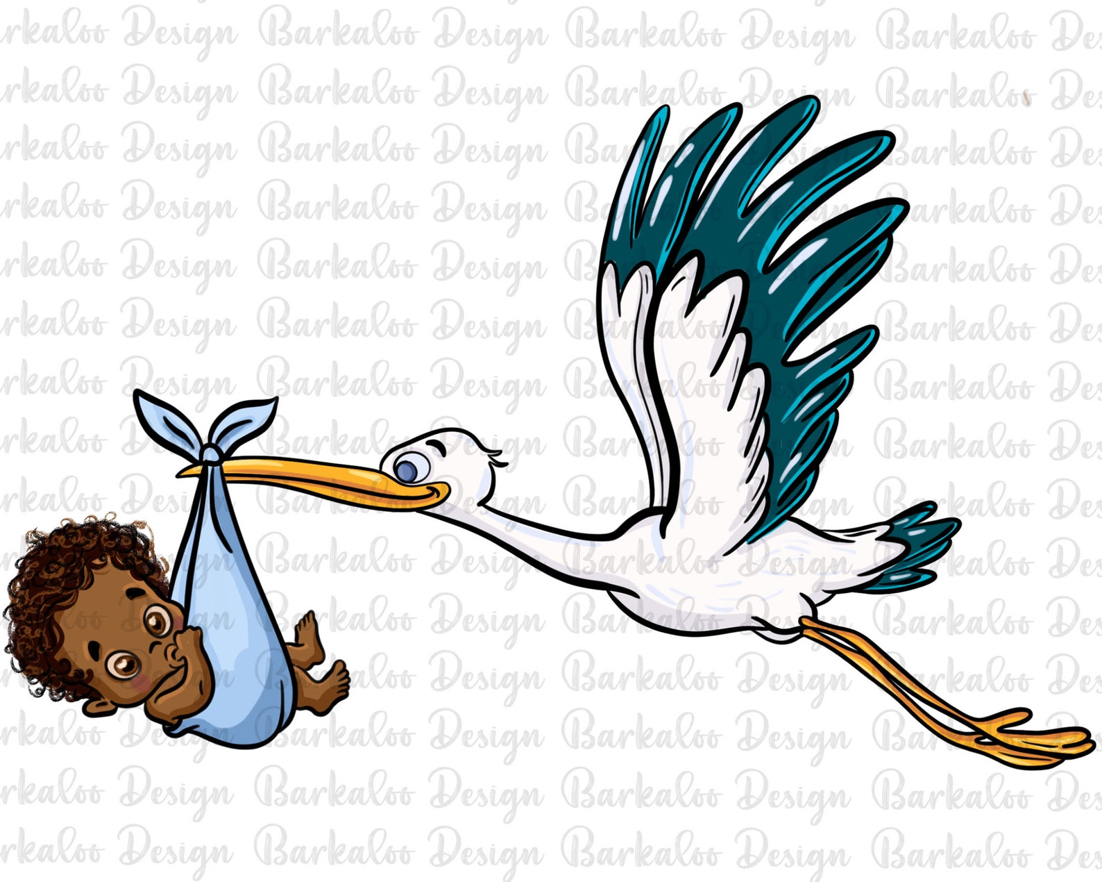 Stork With Black Baby Boy Png Sublimation Design, Stork Black Baby Boy ...