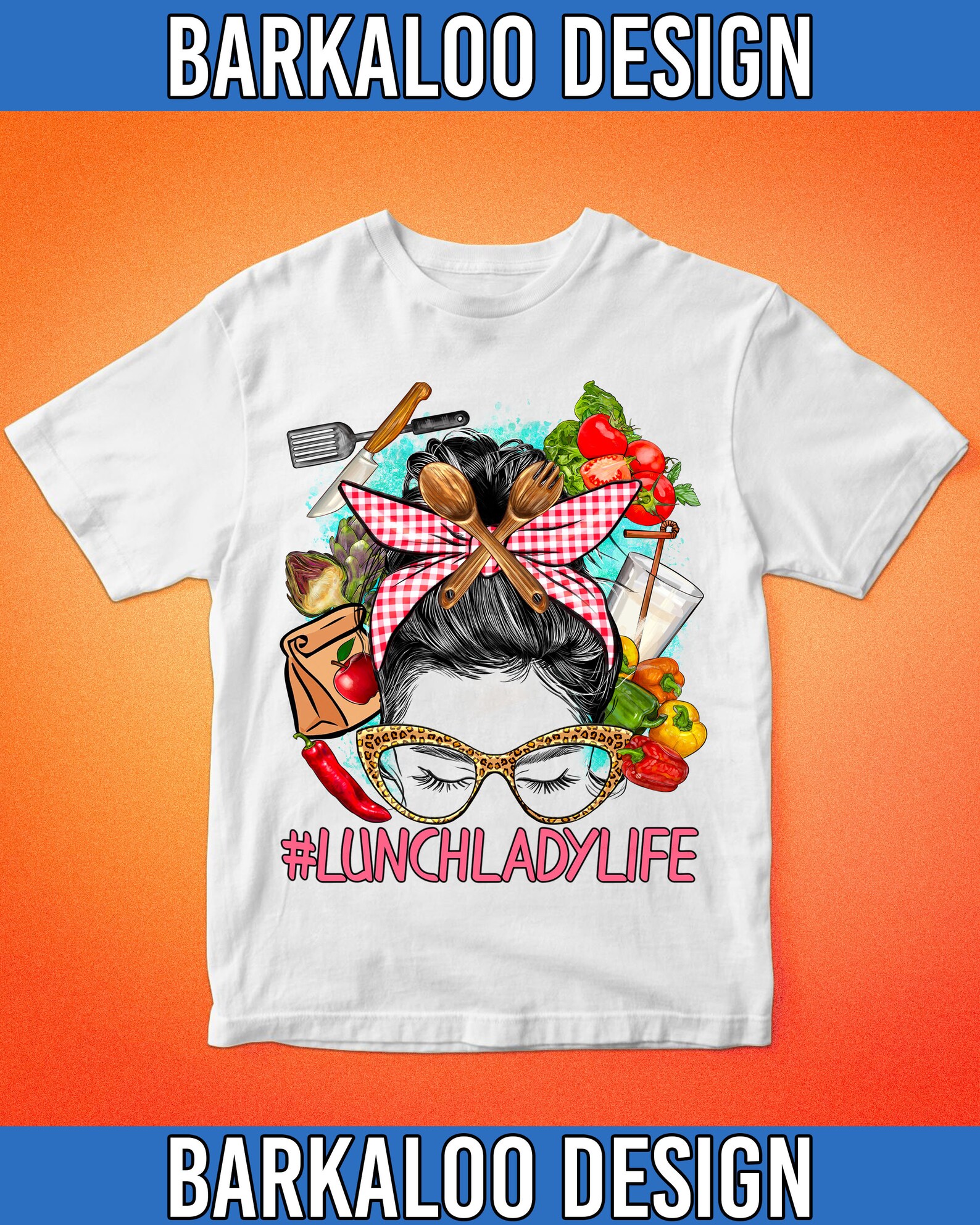 Lunch Lady Life Messy Bun Png Sublimation Design, Lunch Lady Clipart ...