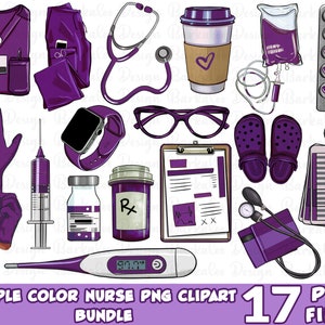 Purple Nurse Png Clipart Bundle, Nurse Bundle Png, Nurse Clipart, Nurse ...