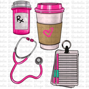 Hot Pink Color Nurse Png Clipart Bundle, Nurse Bundle Png, Nurse ...