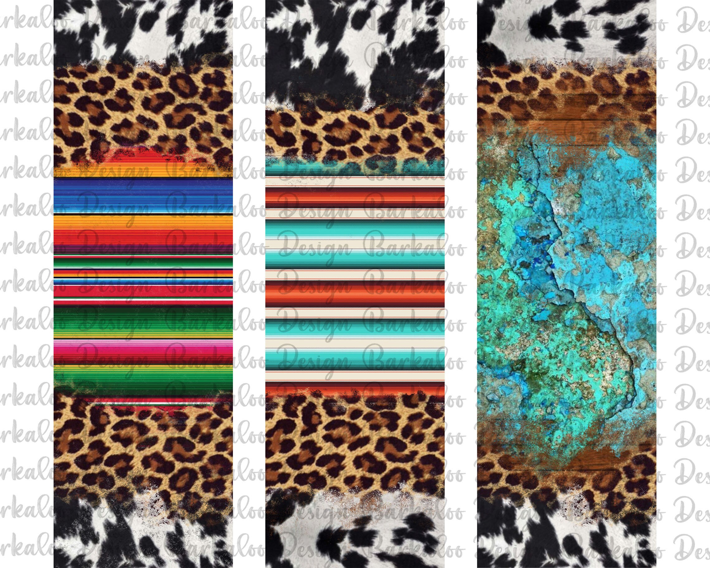 Cowhide Leopard Serape Turquoise Pen Wraps Sublimation Design, Western ...
