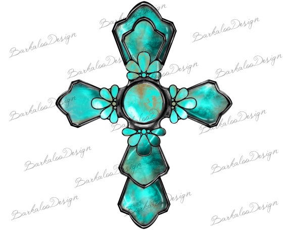 Turquoise Gemstone Cross PNG Sublimation Design Turquoise - Etsy