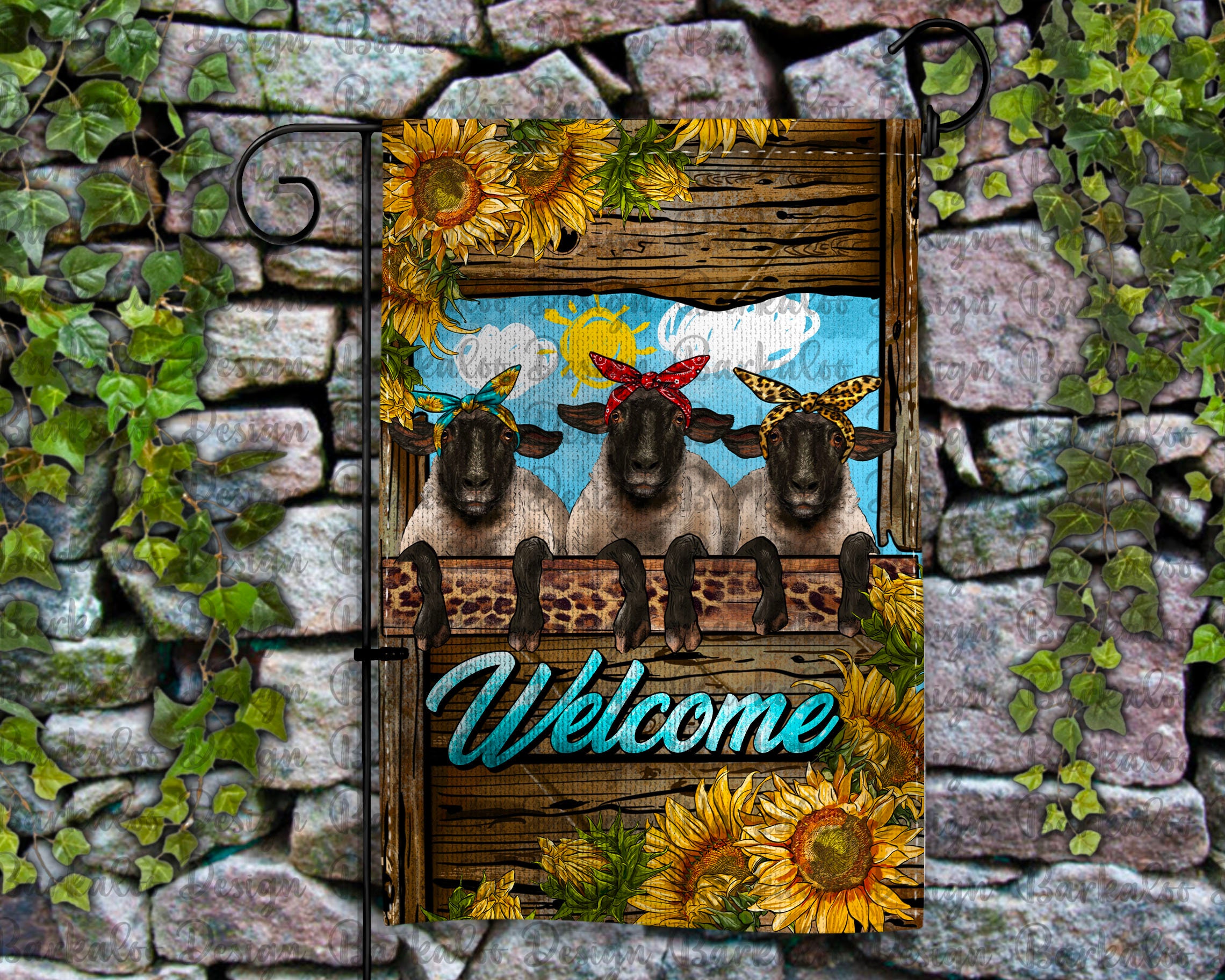 3 Suffolk Sheeps With Sunflowers Garden Flag Png Sublimation - Etsy