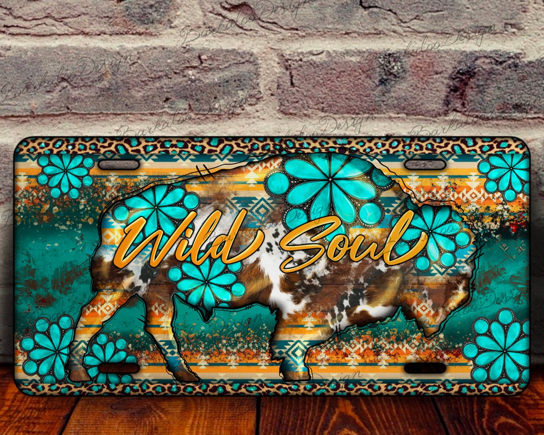 Western Wild Soul Bison Png License Plate Sublimation Design, Bison ...