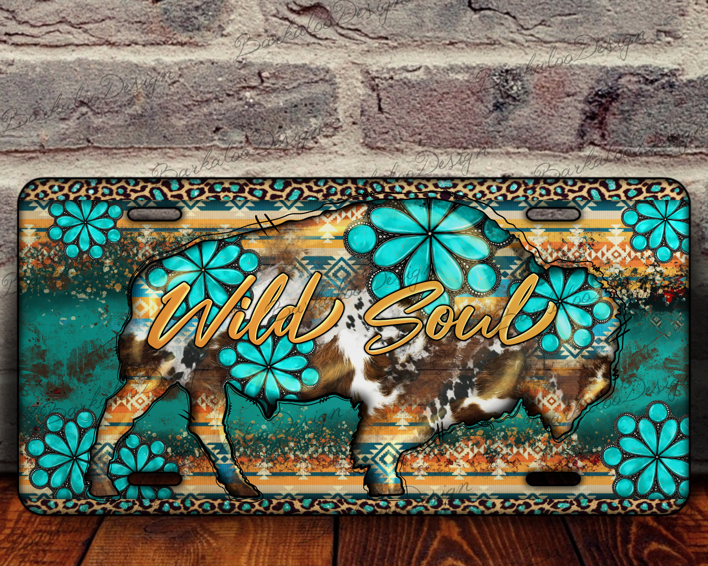 Western Wild Soul Bison Png License Plate Sublimation Design, Bison ...