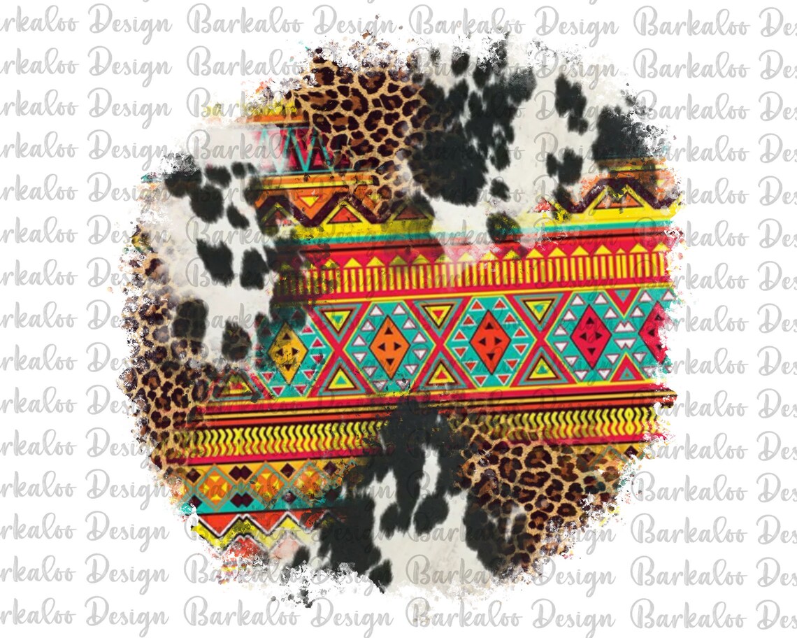 Aztec Cowhide Leopard PNG Patch Bundle Sublimation Design - Etsy