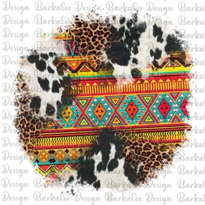 Aztec Cowhide Leopard PNG Patch Bundle Sublimation Design, Leopard ...