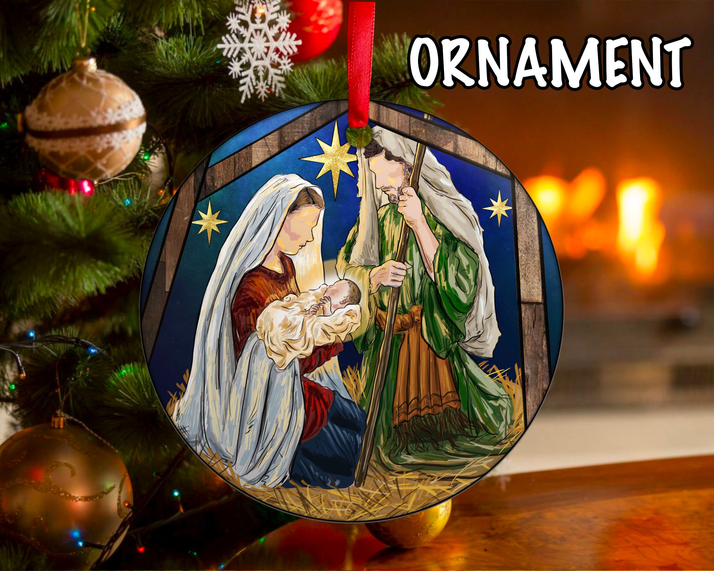 Birth of Jesus Christmas Ornament Png,holly Night Round Earrings,birth ...