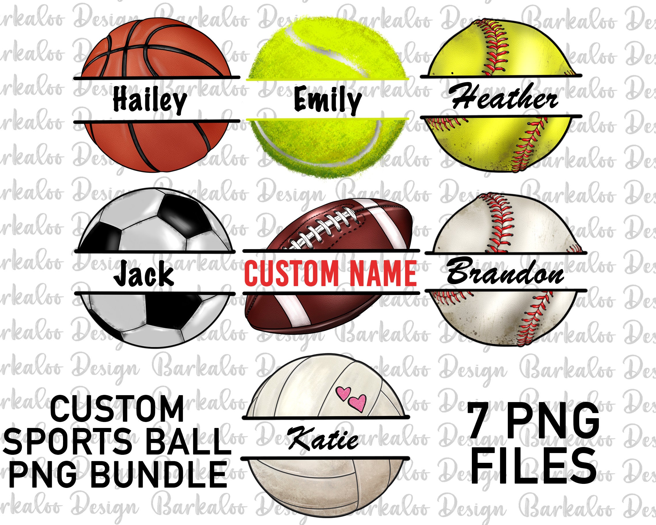 Custom Sports Ball Png Sublimation Design Bundle Hand Drawn - Etsy