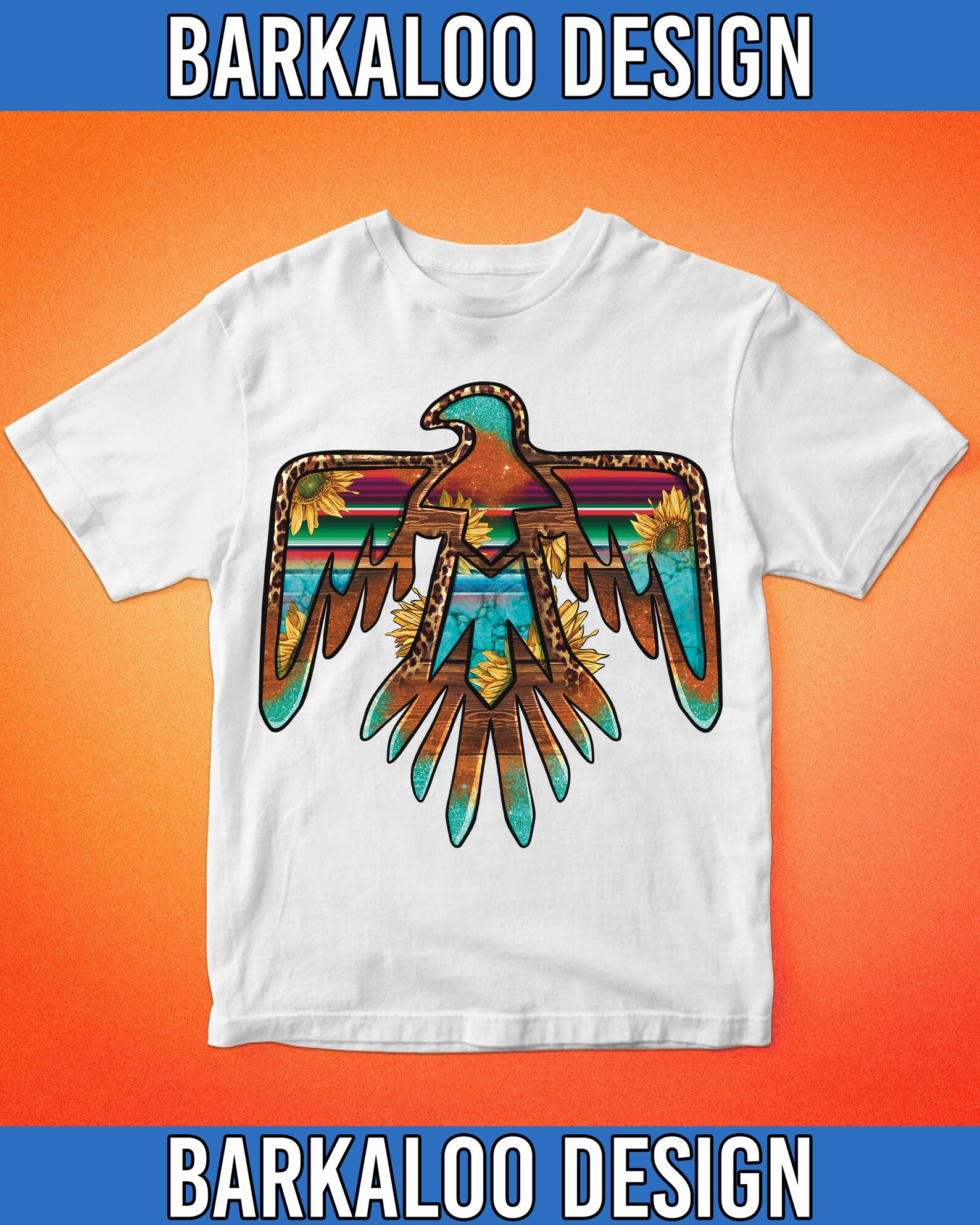 Western Thunderbird With Sunflowers PNG Sublimation Design, Serape ...
