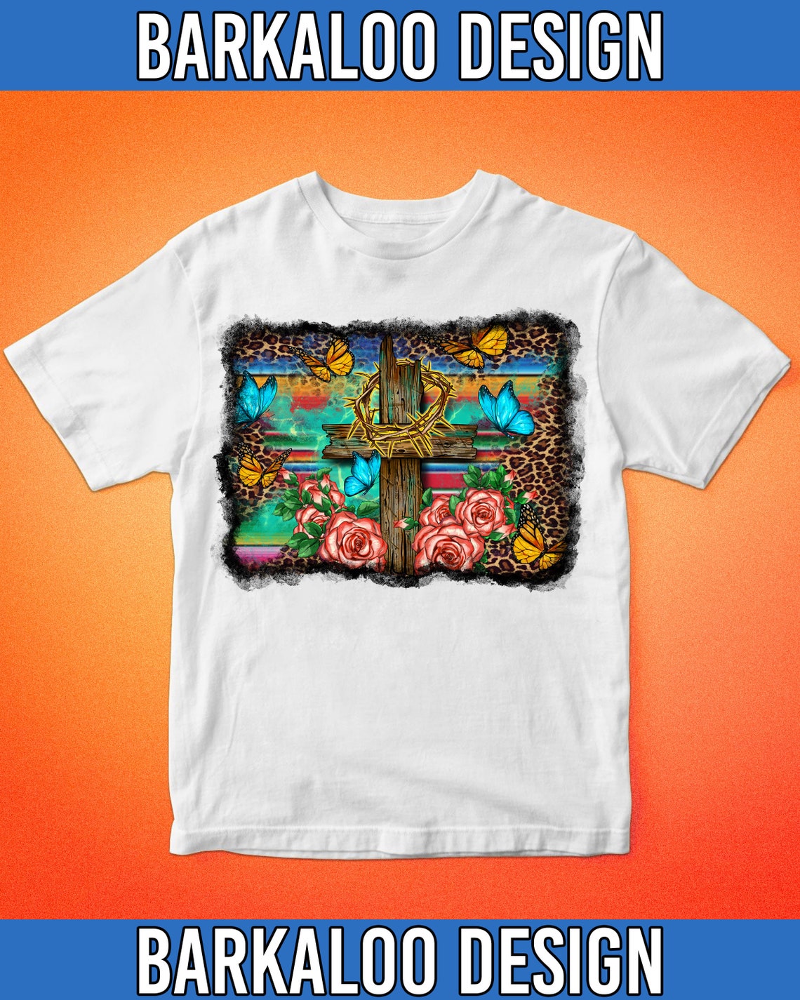 Western Background Wooden Cross With Crown of Thorns PNG | Etsy