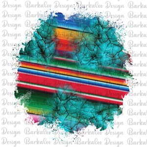 Serape Turquoise Patch PNG Bundle Sublimation Design, Western Serape ...