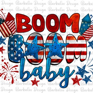 American Flag Boom Boom Baby Png Sublimation Design, 4th of July Png ...