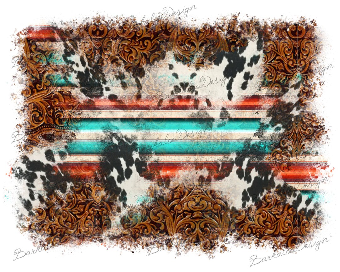 Western Serape Cowhide Leather Background PNG Sublimation Design ...