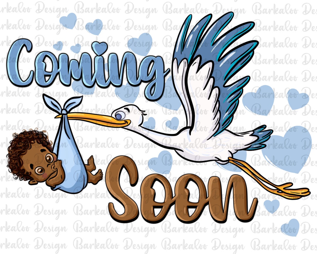 Coming Soon Stork With Black Baby Boy Png Sublimation Design, Stork ...