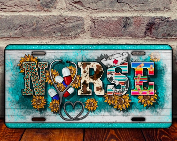 Western Nurse License Plate Sublimation Design Serape Nurse - Etsy