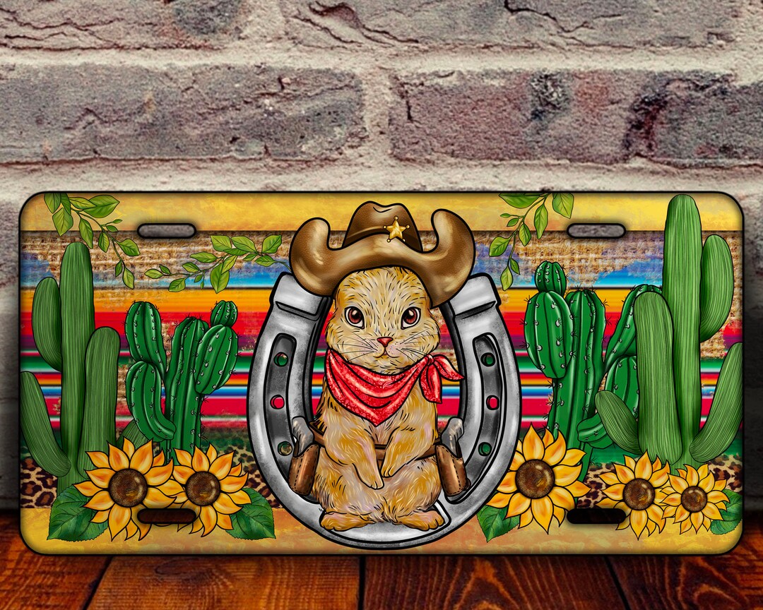 Western Rabbit License Plate Sublimation Design Rabbit - Etsy