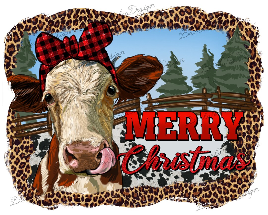 Merry Christmas Heifer PNG Sublimation Design, Christmas Farm Animal ...