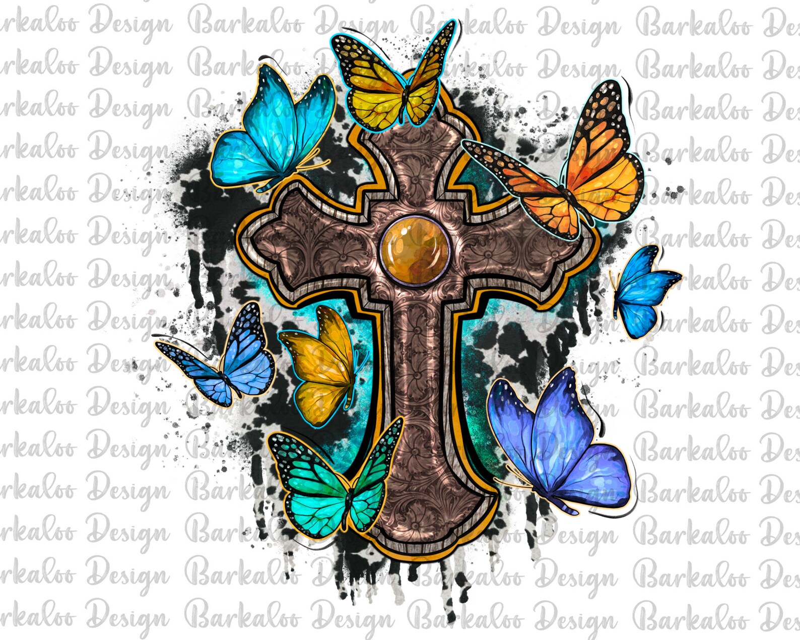 Cross With Butterflies Png Sublimation Design Western Cross - Etsy
