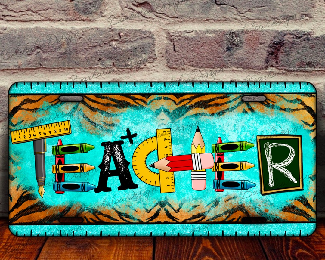 Western Teacher License Plate Png Sublimation Design, Tiger and ...