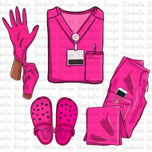 Hot Pink Color Nurse Png Clipart Bundle, Nurse Bundle Png, Nurse ...