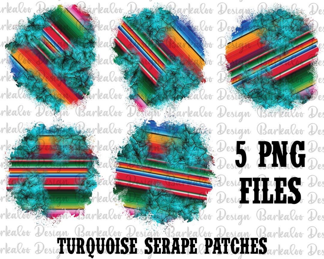 Serape Turquoise Patch PNG Bundle Sublimation Design, Western Serape ...