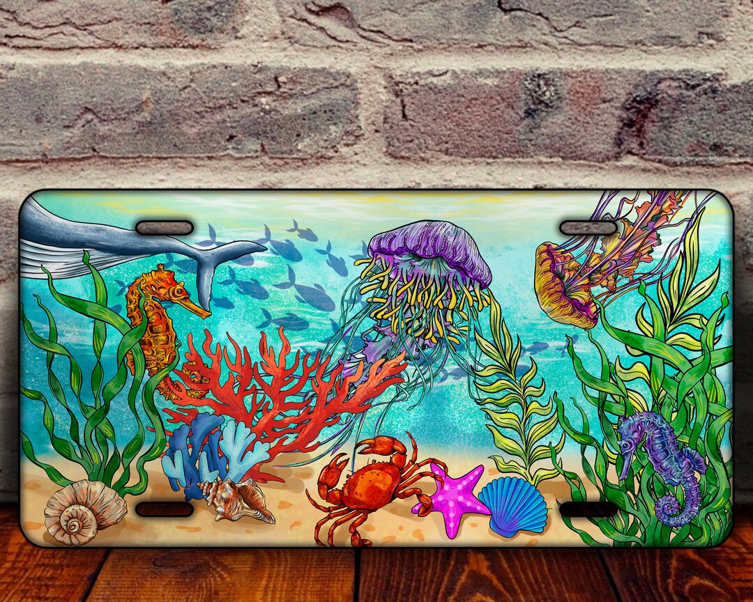 Sea Creatures License Plate Png Sublimation Design, Starfish License ...