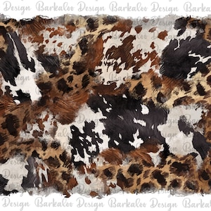 Black Brown Cowhides and Leopard Background Png Sublimation Design ...