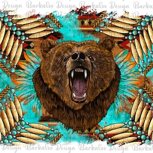 Bear Native American Png Sublimation Design, Bear Png, Aztec Background ...