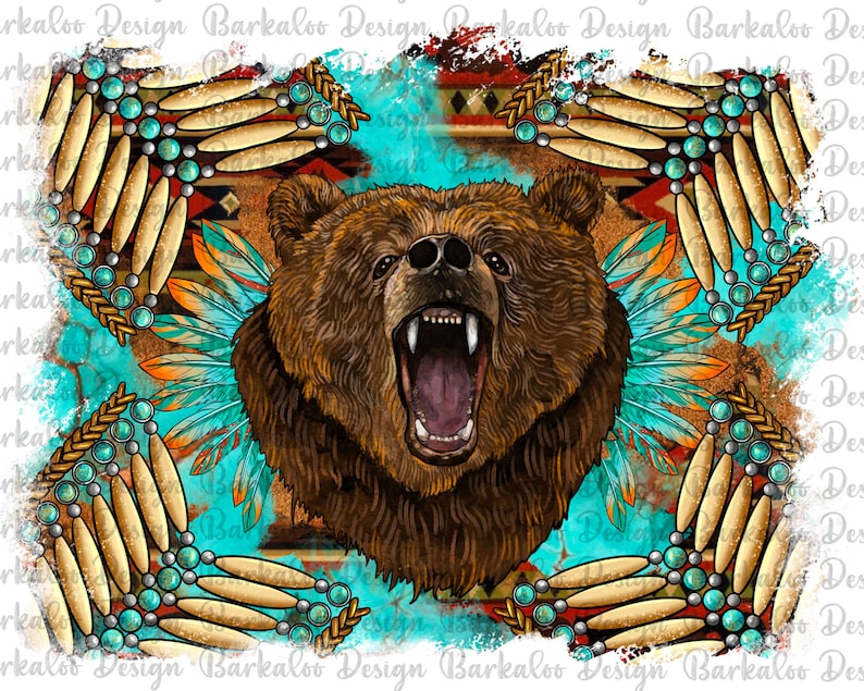 Bear Native American Png Sublimation Design Bear Png Aztec | Etsy