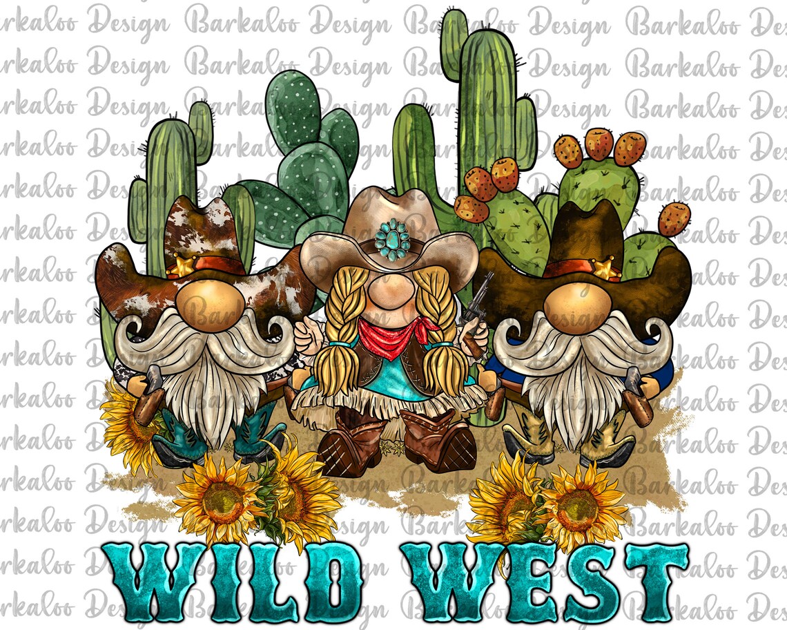 Wild West Gnomes Png Sublimation Design Gnomes With Cactus - Etsy