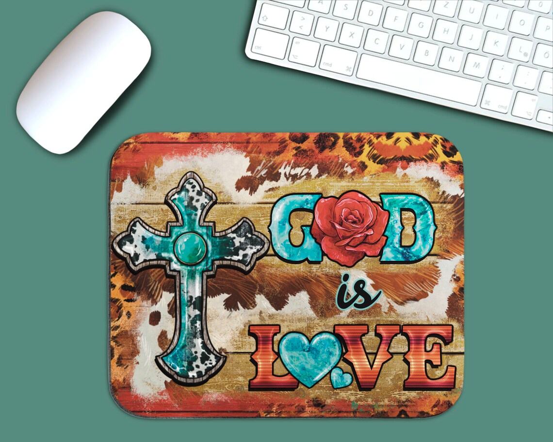 God is Love With Cross Mouse Pad Sublimation Design, Western Cross Png ...