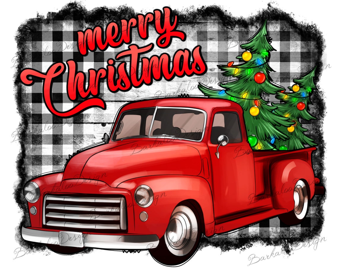 Merry Christmas Truck PNG Sublimation Design Merry Christmas - Etsy