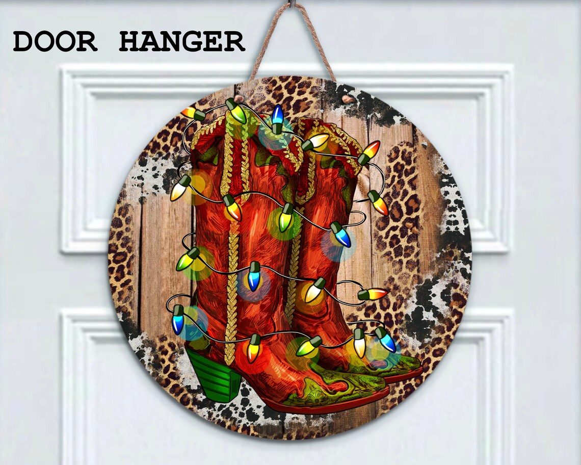 Cowboy Boots With Christmas Lights Christmas Ornament PNG | Etsy