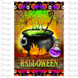 Halloween Witch Cauldron Garden Flag Png Sublimation Design, Halloween ...